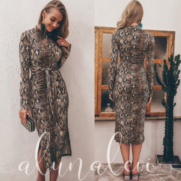 Dresses | Snake Skin Print Midi Dress | Poshmark